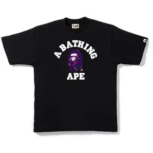 A BATHING APE Camo College Tee Shirt - Black/purple