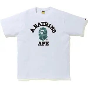 A BATHING APE Camo College Tee Shirt White/green