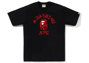 BAPE Camo College Tee Shirt - Black Red
