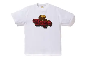 A BATHING APE Camo Milo On Tee Shirt - White/red