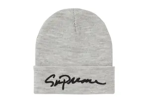 Supreme Classic Script Beanie - Heather Grey
