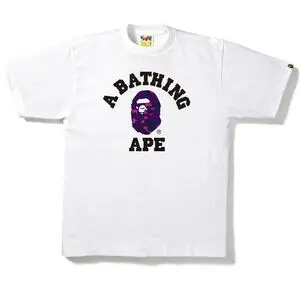 A BATHING APE Camo College Tee Shirt - White/purple