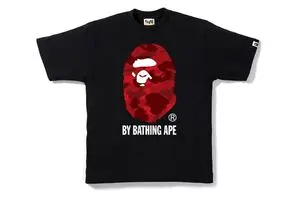A BATHING APE Camo By Bathing Tee Shirt Black/red