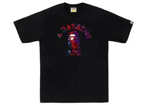 A BATHING APE Camo Crazy College Tee Shirt - Black