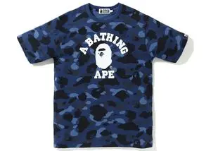 BAPE Camo College Tee Shirt (ss23) Navy Blue