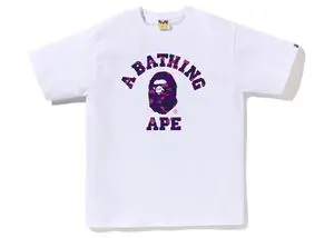BAPE Camo College Tee Shirt - White Purple