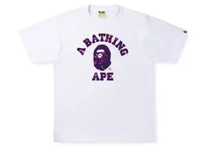 A BATHING APE Camo College Tee Shirtin - White/purple