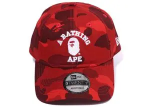 A BATHING APE Camo College New Era 9twenty Cap - Red