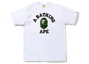 BAPE Camo College Tee Shirt - White Green