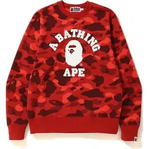 A BATHING APE Camo College Crewneck Sweatshirt - Red
