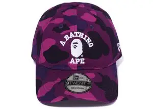 A BATHING APE Camo College New Era 9twenty Cap - Purple