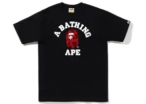 BAPE Camo College Tee Shirt - Black Red