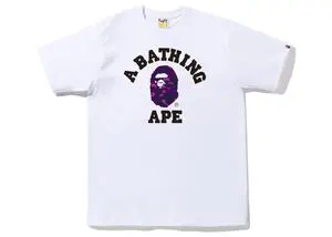 BAPE Camo College Tee Shirt - White Purple