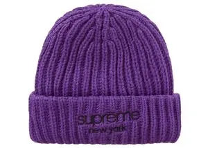Supreme Classic Logo Chunky Ribbed Beanie - Purple