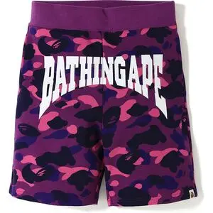 A BATHING APE Camo Logo Sweat Shorts - Purple