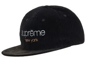 Supreme Classic Logo Corduroy Cap - Black