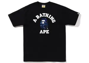 BAPE Camo College Tee Shirt - Black Blue