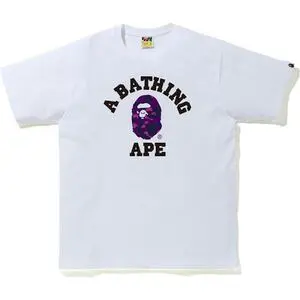 A BATHING APE Camo College Tee Shirt - White/purple
