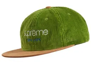 Supreme Classic Logo Corduroy 6-panel Cap - Lime
