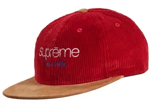 Supreme Classic Logo Corduroy 6-panel - Red