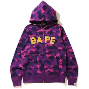 A BATHING APE Camo Full Zip Hoodie - Purple