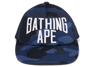A BATHING APE Camo Logo Mesh Cap - Navy Blue
