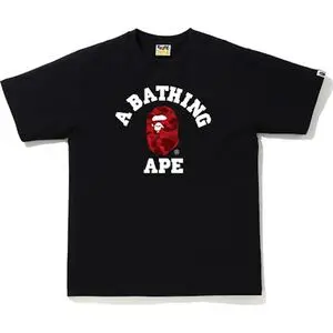 A BATHING APE Camo College Tee Shirt - Black/red