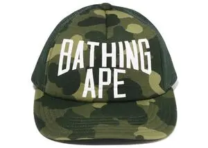 A BATHING APE Camo Logo Mesh Cap - Green