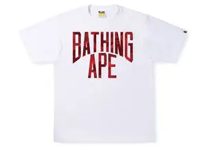 A BATHING APE Camo Nyc Logo Tee Shirt - White Red