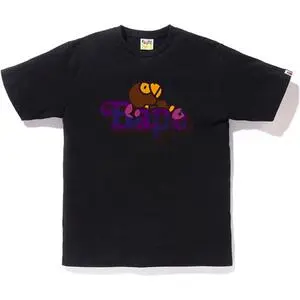 A BATHING APE Camo Milo On T-shirt - Black/purple