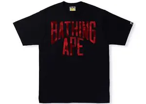 A BATHING APE Camo Nyc Logo Tee Shirt - Black Red