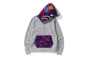 A BATHING APE Camo Shark Full Zip Hoodie - Gray