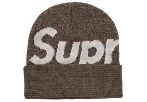 Supreme Big Logo Beanie - Brown Static