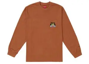 Supreme Cat Long Sleeve Pocket Tee Shirt - Rust