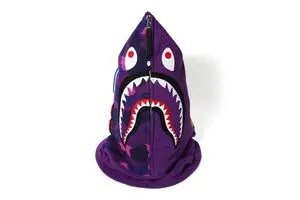 A BATHING APE Camo Shark Face Mask - Purple