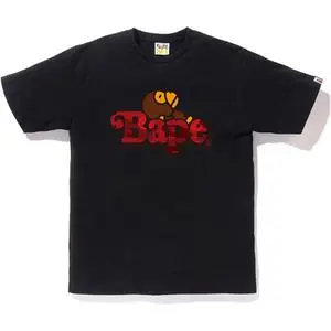 A BATHING APE Camo Milo On T-shirt - Black/red