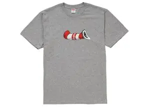 Supreme Cat In The Hat Tee Shirt - Heather Grey