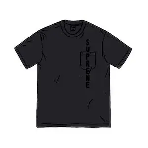 Supreme Contrast Stitch Pocket Tee Shirt - Black