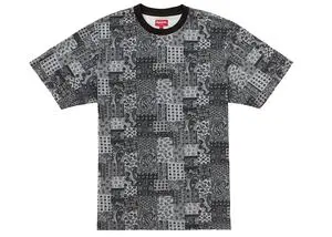 Supreme Patchwork Paisley Short Sleeve Top - Black