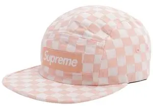 Supreme Checkerboard Camp Cap - Peach