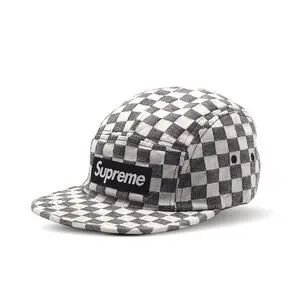 Supreme Checkerboard Camp Cap - Black