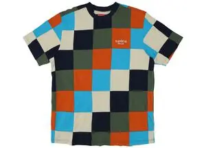 Supreme Patchwork Pique Tee Shirt - Navy Blue/teal/orange