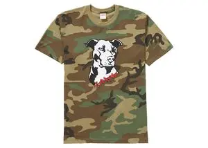 Supreme Pitbull Tee Shirt Woodland Camo