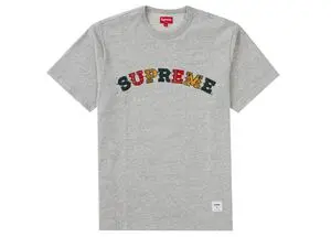 Supreme Plaid Applique Short Sleeve Top - Heather Grey