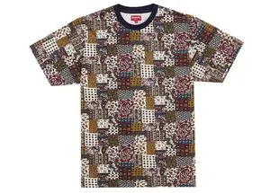 Supreme Patchwork Paisley Short Sleeve Top - Dark Red