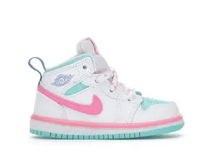 JORDAN 1 Mid High-top Sneakers - White/digital Pink/aurora Green