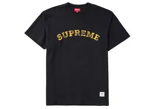 Supreme Plaid Applique Short Sleeve Top - Black
