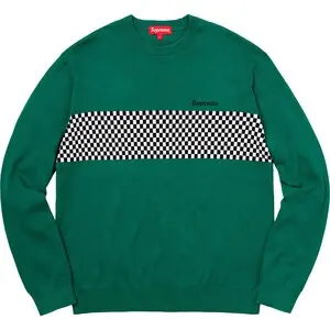 Supreme Checkered Panel Crewneck Sweatshirt - Forest Green