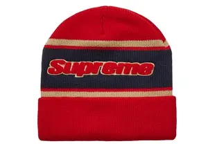 Supreme Chenille Stripe Beanie - Red