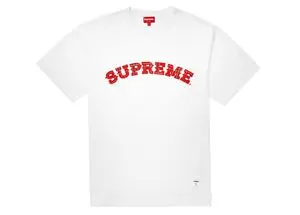 Supreme Plaid Applique Short Sleeve Top - White